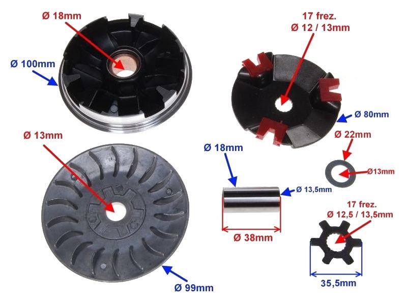 Variomat (variator) set WM tuning 13mm