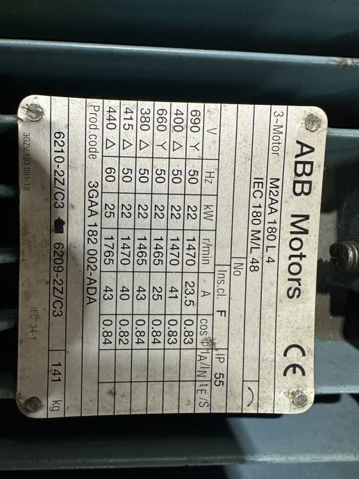 ELEKTRO MOTOR ABB 22 KW M2AA 180 L4