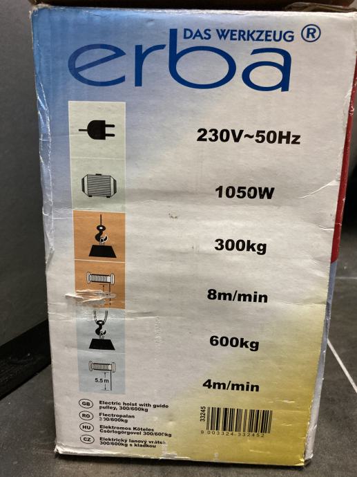 ERBA ELEKTRIČNO VITLO 300-600KG