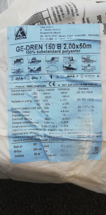 gradbeni filc GE-DREN 2m širine