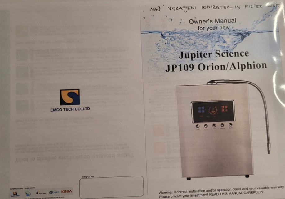 X 13.09.2024 Ionizator-filter pitne vod IonLife, model Orion JP109