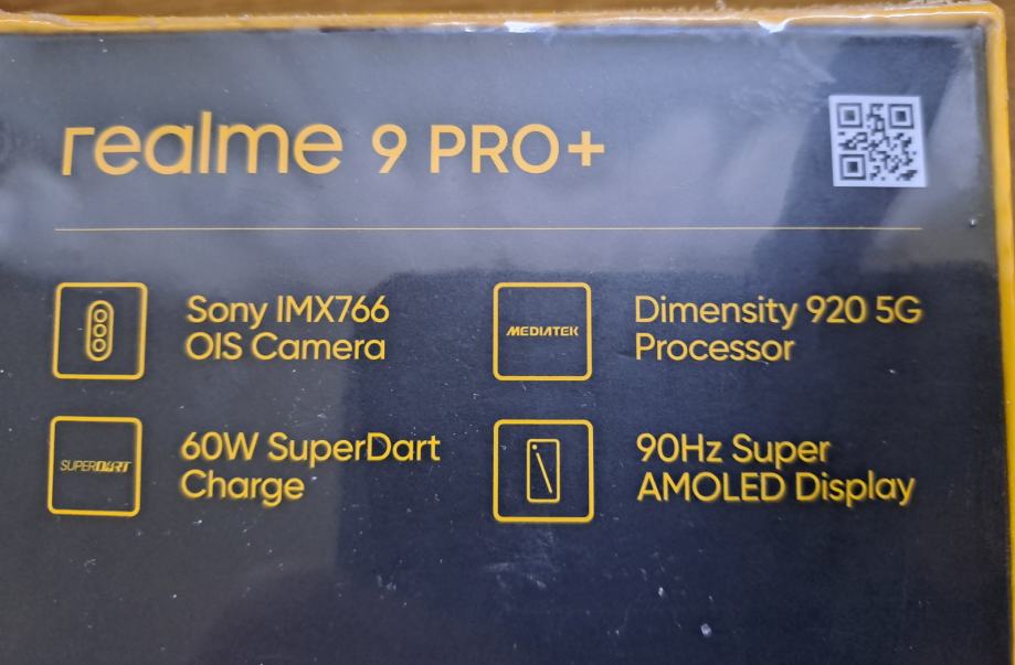 REALME 9pro+ 5G, 6GB/128GB, nov, črn, original zapakiran