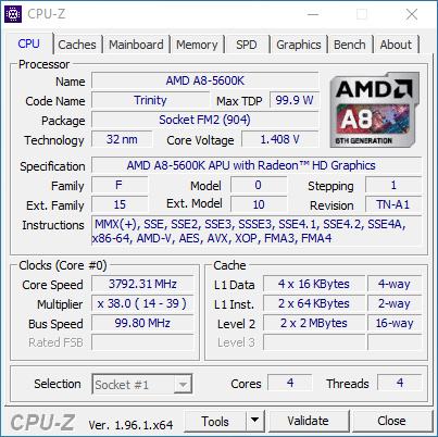AMD A8 5600K 4C, 2x4GB RAM, 256GB SSD, 1TB HDD, W10 + Office 2016 PRO
