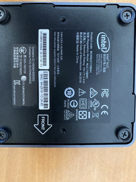 Intel NUC i5 7260u 8gb ram disk NVMe 250GB Samsung
