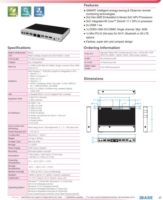Profesionalni mini računalnik IBASE SYS-SI-22-415