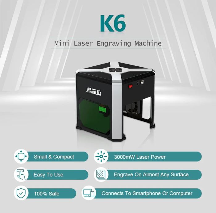 Laserski graver WAINLUX K6 Pro - graviranje in rezanje! - UGODNO!