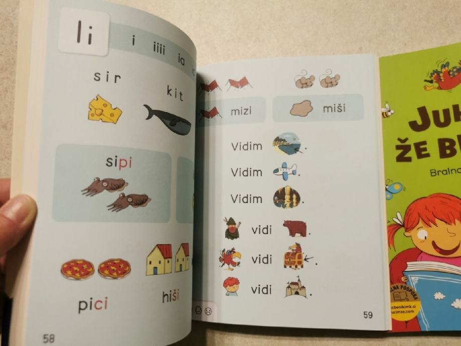 knjiga za učenje branja: Juhej, že berem 1 in 2