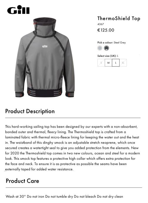 GILL Junior ThermoShield Top za jadranje