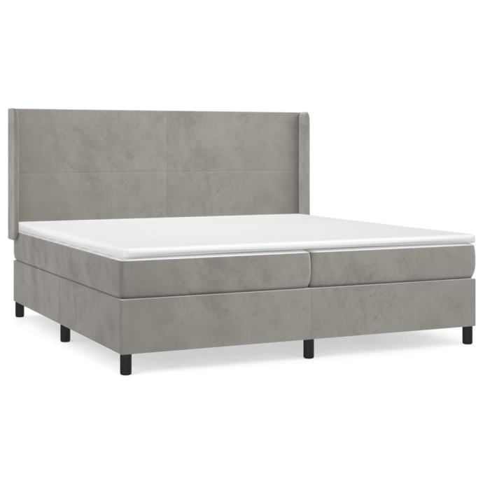 Box spring postelja z vzmetnico svetlo siva 200x200 cm žamet