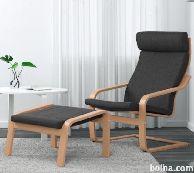 Stol gugalnik Ikea POÄNG s počivalnikom za noge