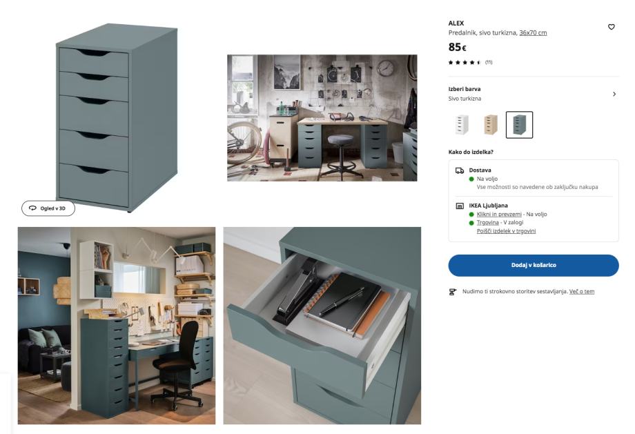 Ugodno prodam črn predalnik IKEA Alex, praktično nov