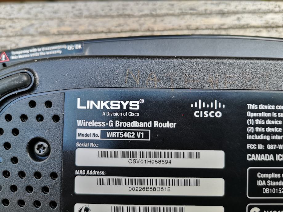 Linksys router wrt54g2