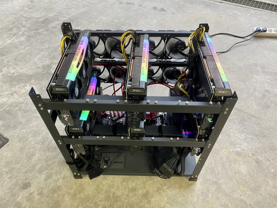Profesionalen mining rig, 6x RTX 3070, NON LHR