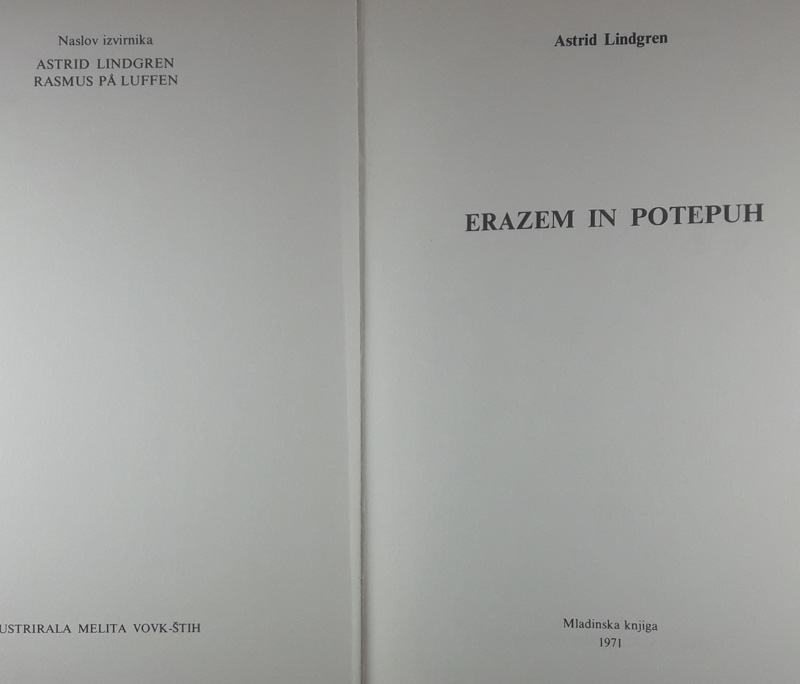 ERAZEM IN POTEPUH, Astrid Lindgren