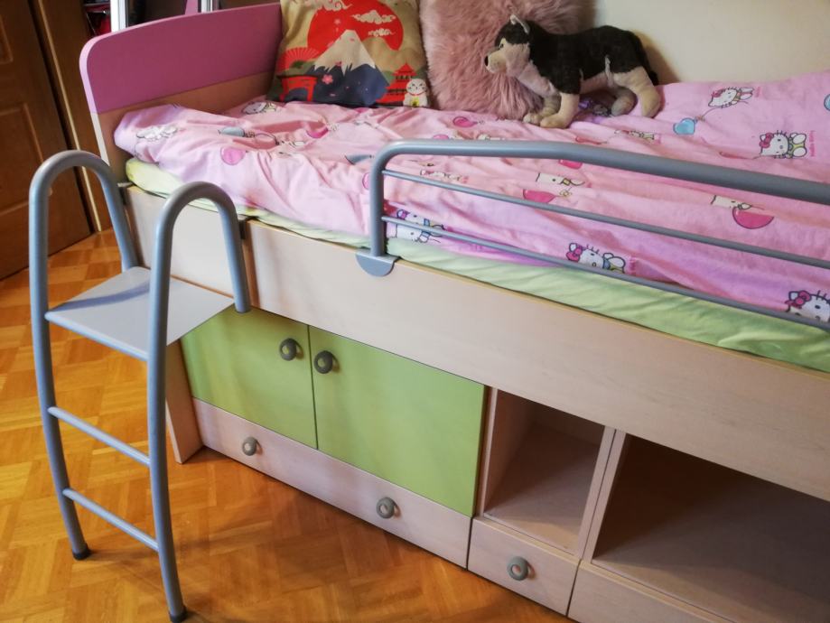 Otroska postelja pograd v visino lestev 90x200