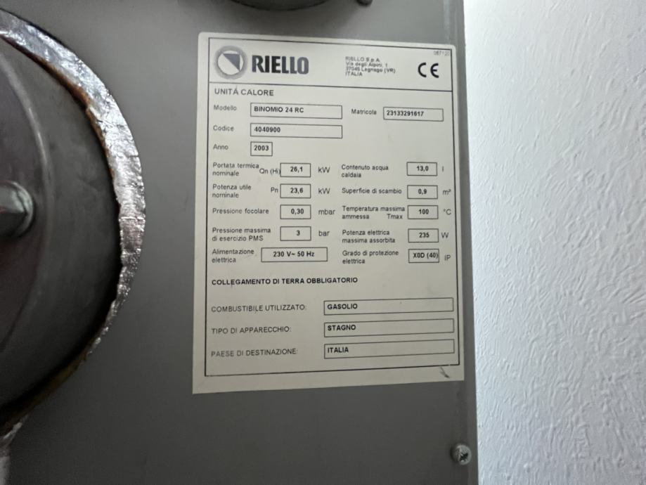 PEČ NA OLJE RIELLO BINOMIO 24 RC