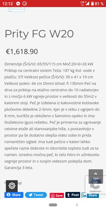 Centralni kamin prity fg w20