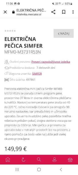 Simfer Mini Pečica 0446