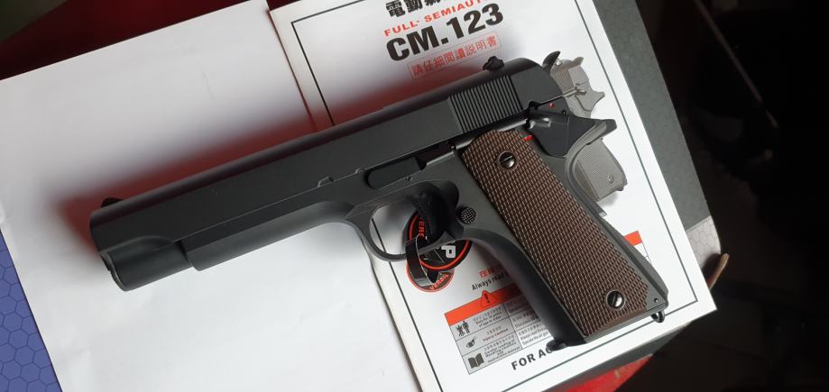 Airsoft pištola Colt 1911 AEP elektro LiPo CYMA cm123 replika