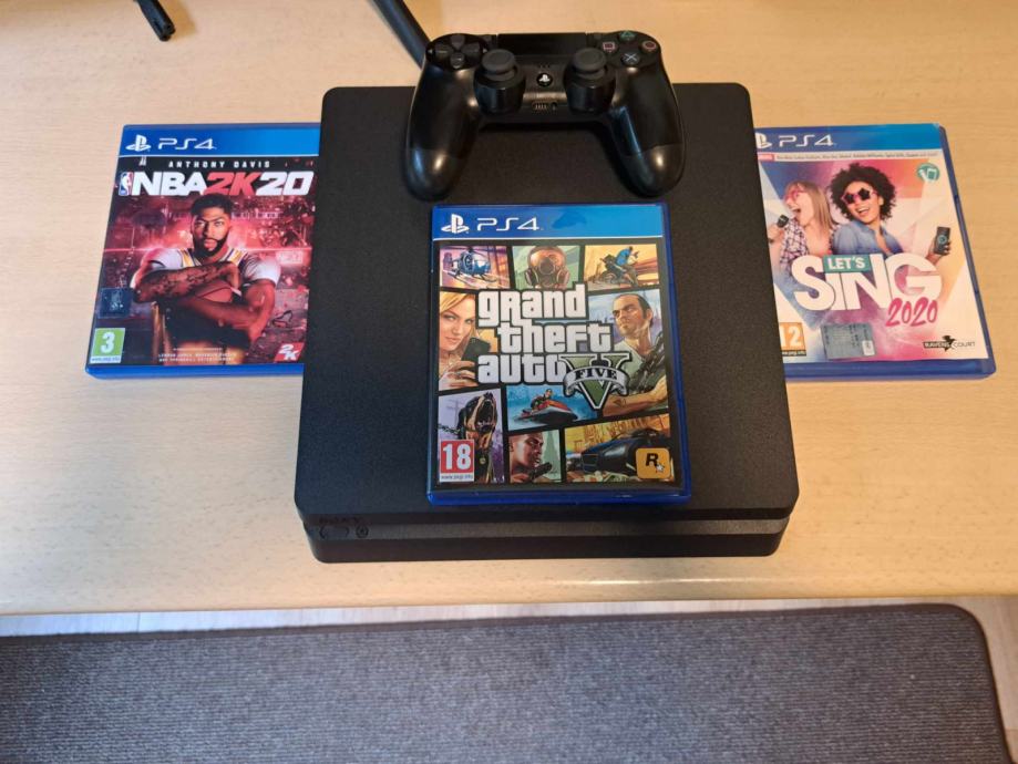 PS4 slim, 1TB, NBA, GTA5, Lets sing