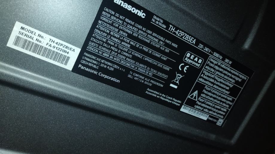 Panasonic Plazma TH-42PZ85EA