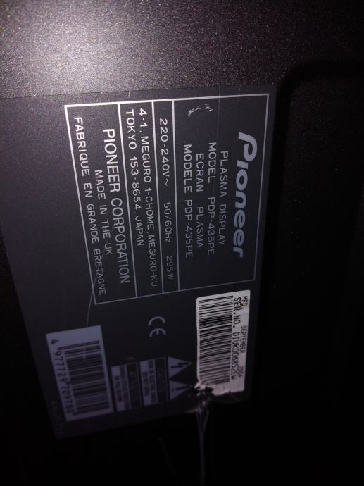 Tv Plazma Pioneer PURE VISION PDP-435 720p HD ready