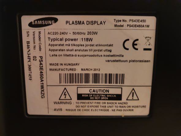 tv plasma samsung 43 PS43E450