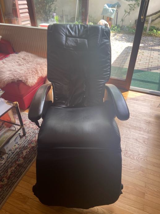 Pocivalni stol / pocivalnik, crno usnje