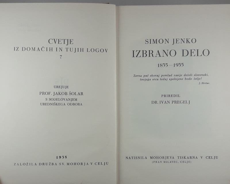 SIMON JENKO; IZBRANO DELO