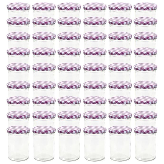 vidaXL Stekleni kozarci z belimi in vijoličnimi pokrovi 48 kosov...