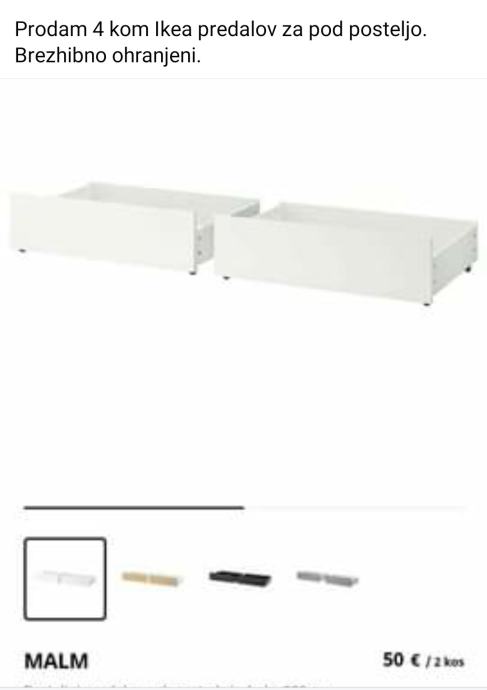 Ikea predali za pod posteljo Malm 4 kom