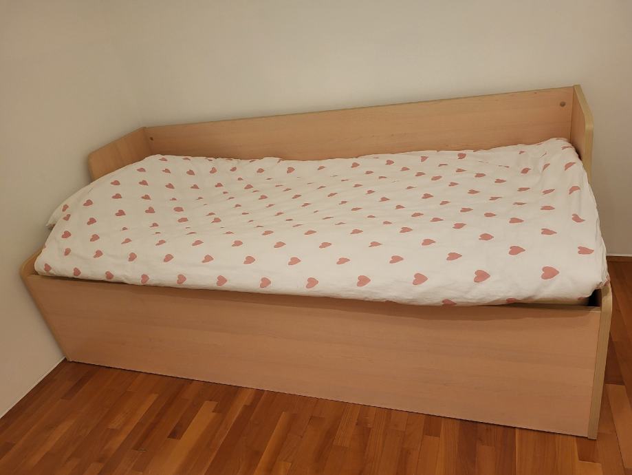 Postelja Alples 90 x 200 (oz.posteljni okvir z letvami) + vzmetnica