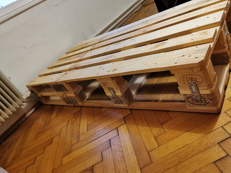 Postelja iz palet z vzmetnico (Vitapur Bamboowave 18 4v1) 90x190 cm