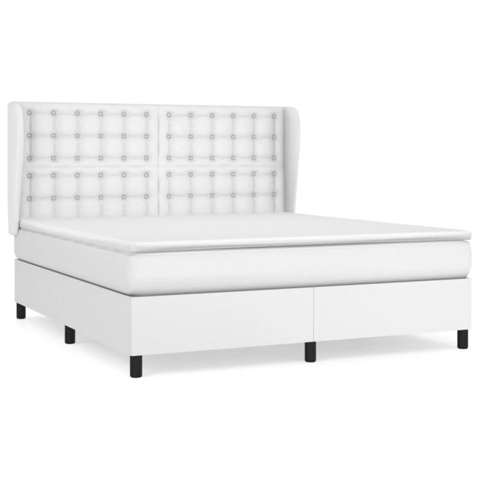 vidaXL Box spring postelja z vzmetnico bel 160x200 cm umetno usnje