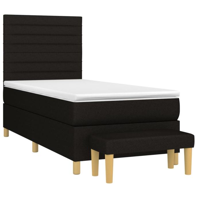 vidaXL Box spring postelja z vzmetnico črna 90x200 cm blago