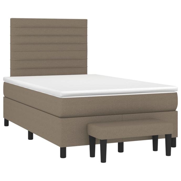 vidaXL Box spring postelja z vzmetnico taupe 120x200 cm blago