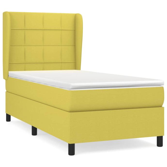 vidaXL Box spring postelja z vzmetnico zelen 90x200 cm blago