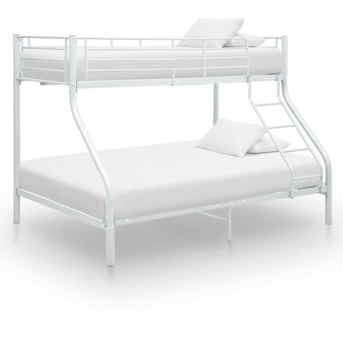 vidaXL Posteljni okvir pograd bel kovinski 140x200/90x200 cm