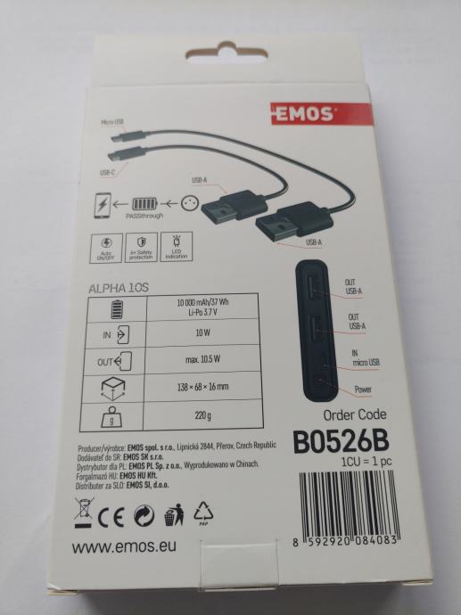 Emos powerbank 10000 mAh, 10 W