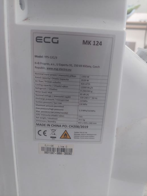 Prenosna klima, klimatska naprava ECG MK 124 12000BTU/h 3500w