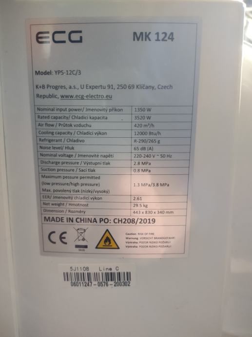 Prenosna klimatska naprava ECG MK 124