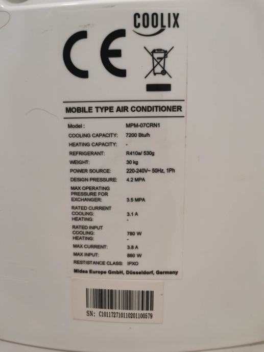 Prodam prenosno klimatsko napravo Coolix MPM-07CRN1