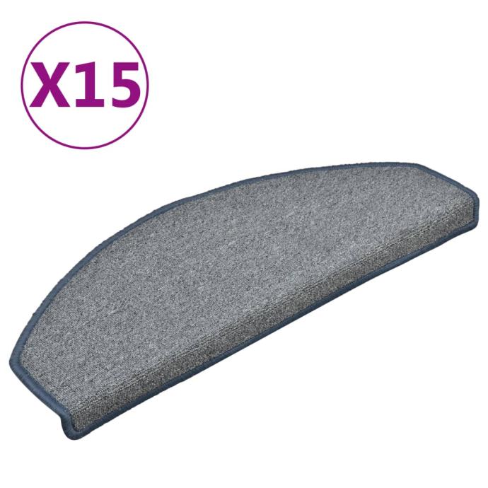 vidaXL Preproge za stopnice 15 kosov svetlo sive in modre 65x24x4 cm
