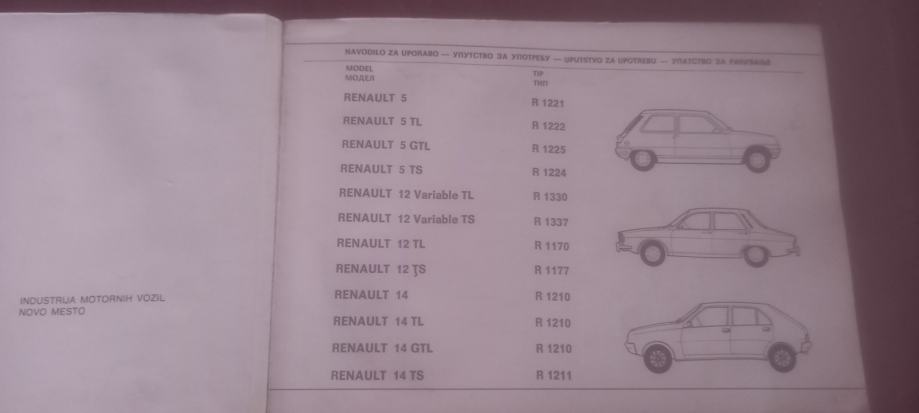 Imv, Renault 4, 12, 14 , navodila za uporabo, 1979