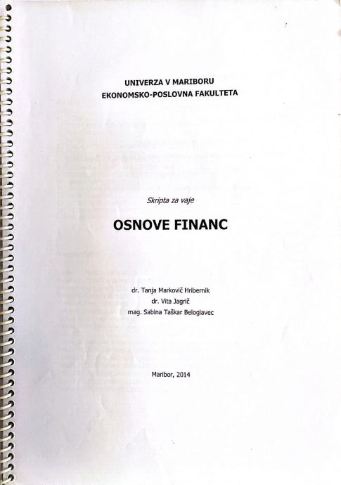 OSNOVE FINANC skripta za vaje, študij ekonomije