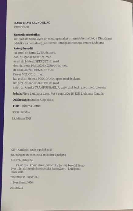 Priročnik Kako brati krvno sliko