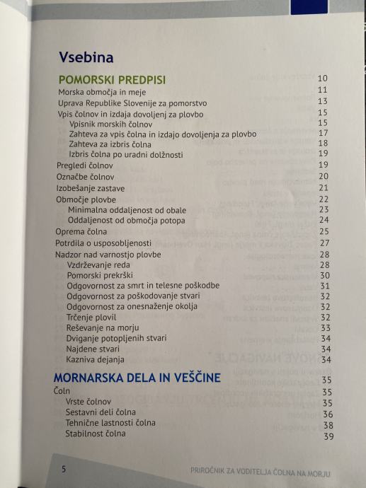 Priročnik za voditelja čolna na morju
