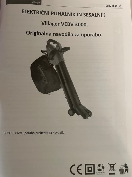 Električni puhalnik in sesalnik Villager VEBV 3000