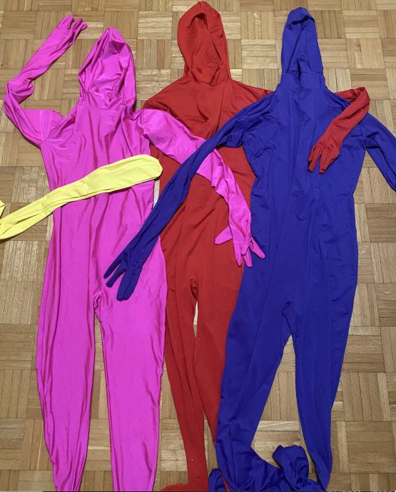 Full body suit obleke za maskare/pusta, viola, rdeca, rumena, roza