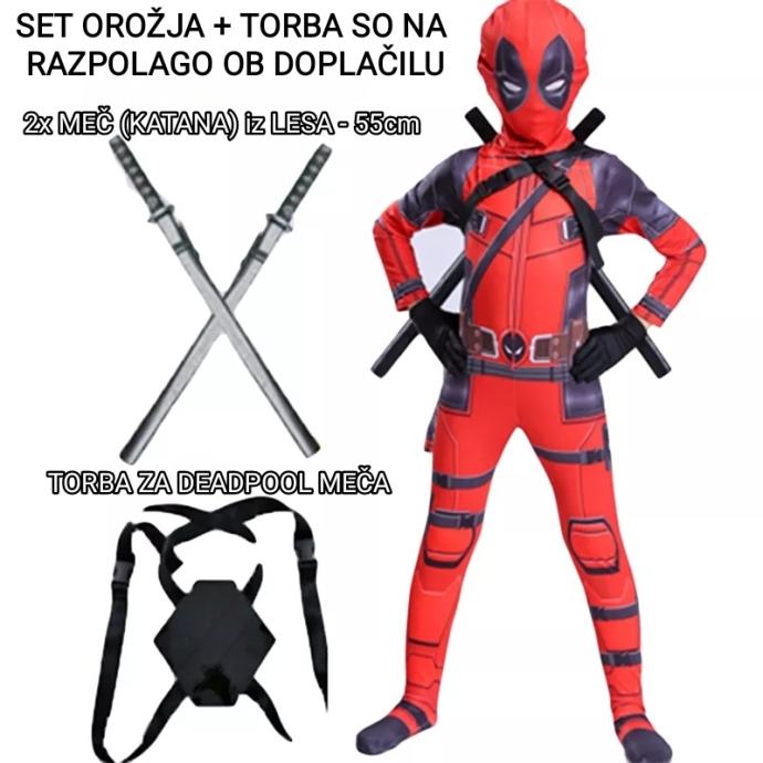 Pustni kostum Deadpool DELUX kvaliteta pustni kostumi za otroke